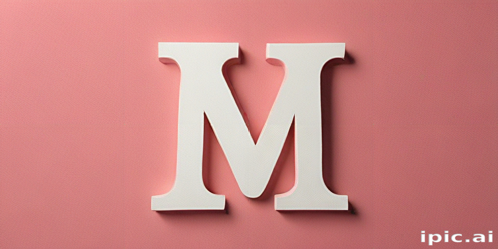 Elegant and Stylish White Letter M on a Soft Pink Background