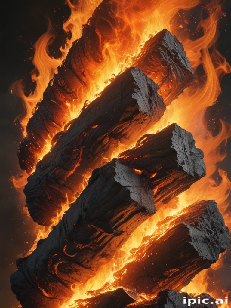 Fiery Logs Rising in Flames: A Dramatic Display of Nature's Power