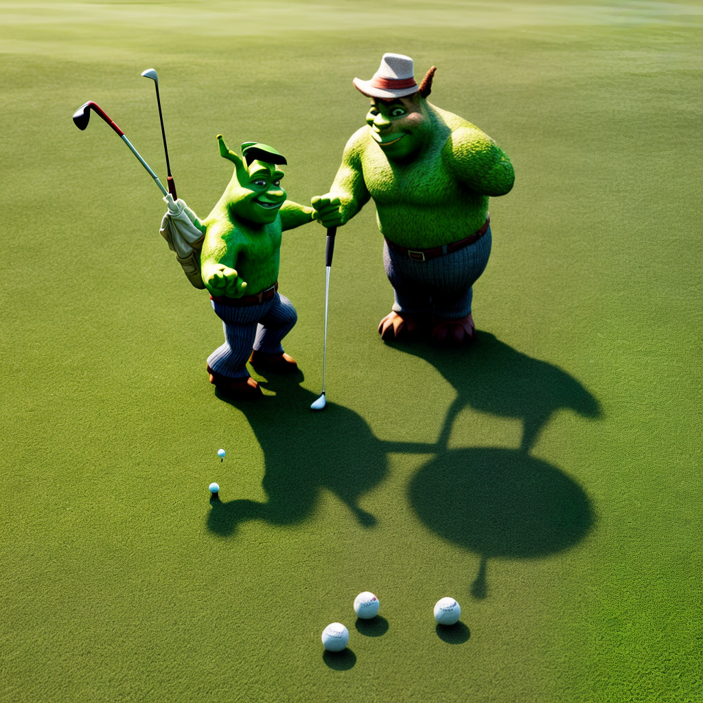 shrek playing golf with jesus