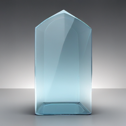 Translucent Blue Glass Sculpture with Unique Geometric Shape and Design