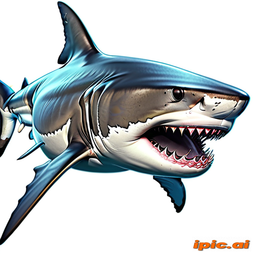 Impressive Close-Up of a Great White Shark with Sharp Teeth