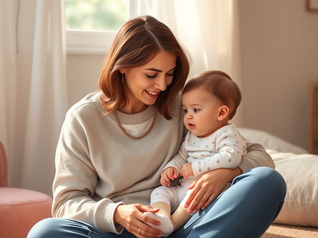 A Joyful Moment of Bonding Between a Mother and Her Baby.