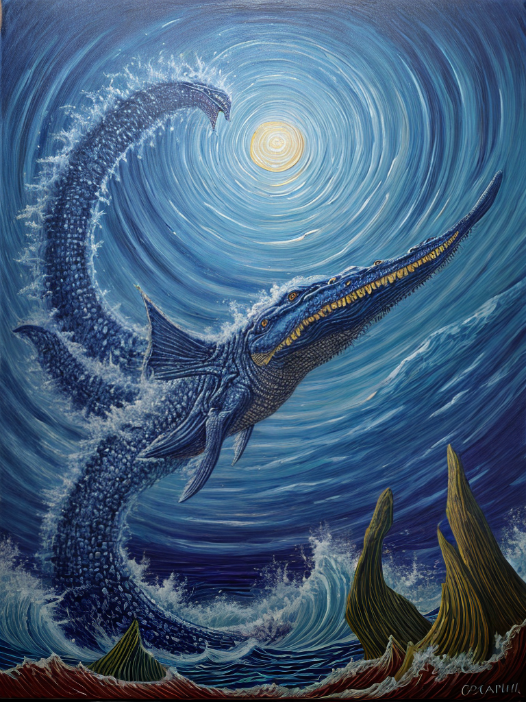 oil painting of Leviathan from bible