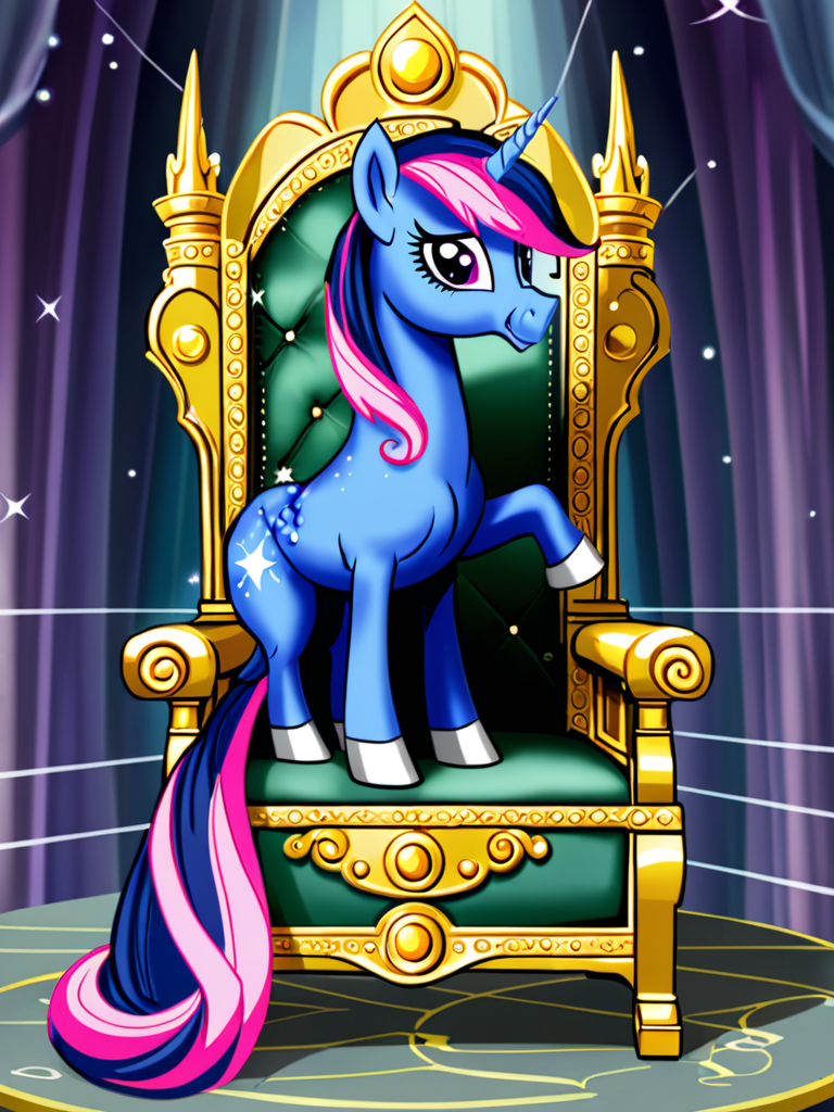 mlp pony alicorn twilight sparkel princess siting on the throne