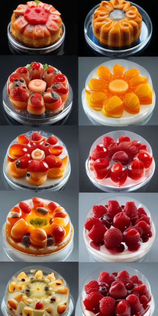 Colorful Assortment of Artistic Fruit Jellies in Various Floral Designs