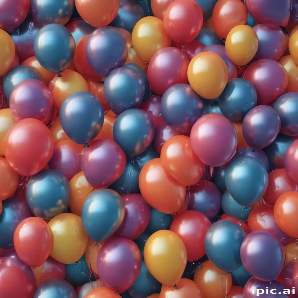 Colorful Celebration: A Vibrant Collection of Balloons in Various Shades.