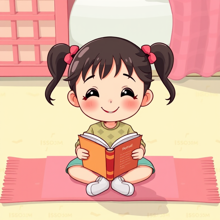 A Joyful Child Enjoying Storytime While Sitting on a Cozy Mat
