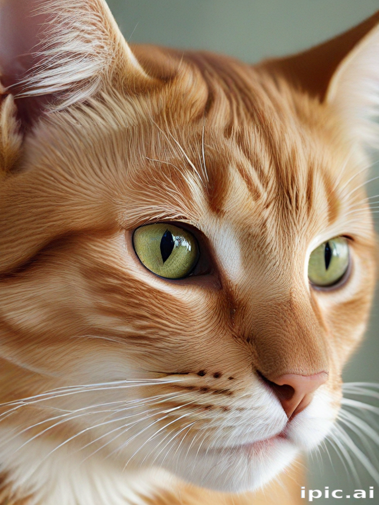 A Close-Up Portrait of a Beautiful Orange Cat with Striking Green Eyes