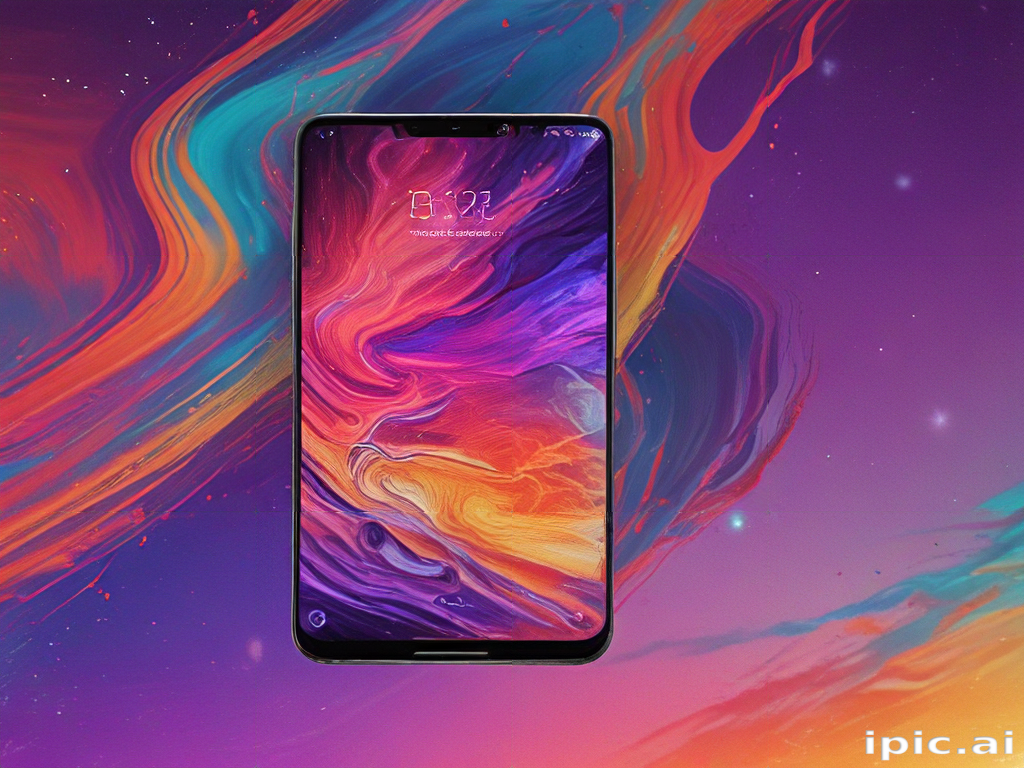Vibrant Abstract Background with a Smartphone Displaying Colorful ...