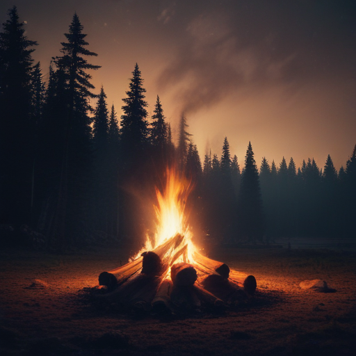 Creepy dark campfire