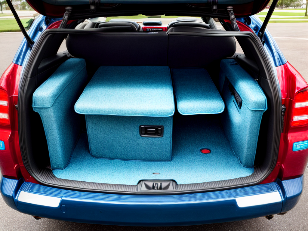 Frontal view of an empty trunk of a car. No luggage. No people.