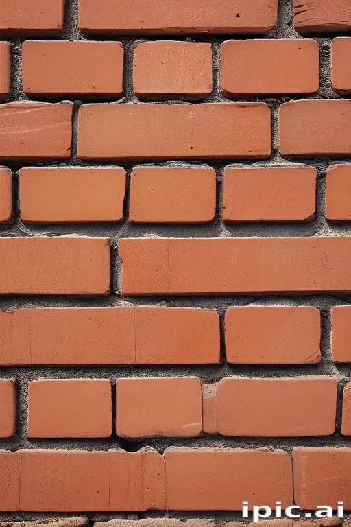 Close-Up View of a Textured Red Brick Wall with Mortar Joints