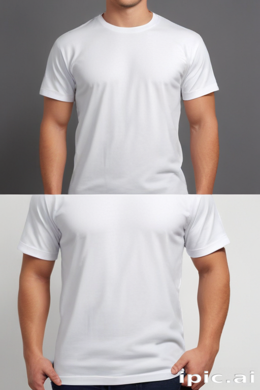 Plain White T-Shirt Displayed on a Male Model Against Neutral Background