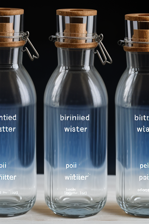Elegant Glass Water Bottles with Unique Labels and Stylish Cork Tops