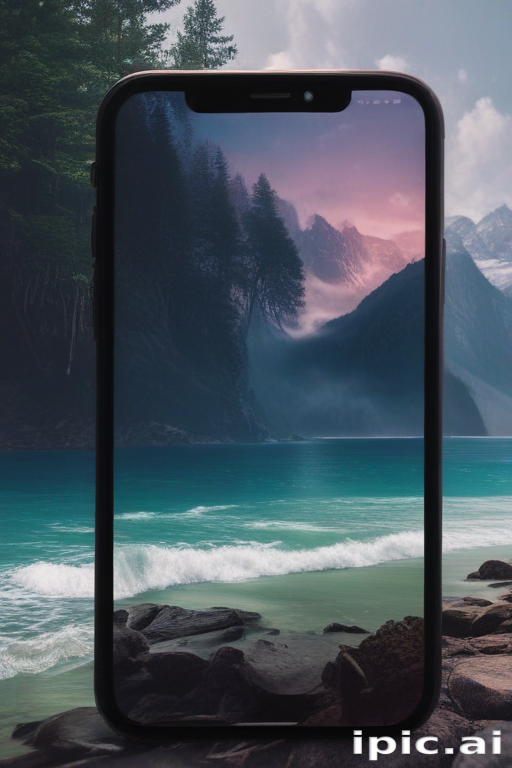 Stunning Nature Reflection Displayed on a Smartphone Against Scenic ...