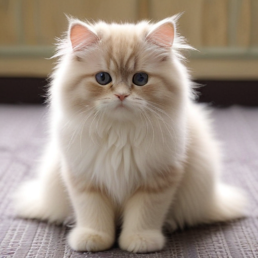 Adorable Fluffy Kitten with Soft Fur and Striking Blue Eyes