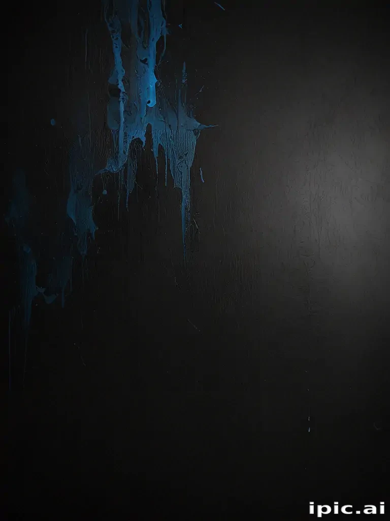 Abstract Art: Dripping Blue Paint on a Dark Black Background