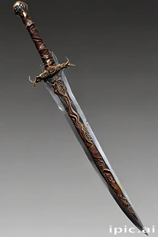 Exquisite Fantasy Sword with Intricate Designs and Ornate Handle Detailing
