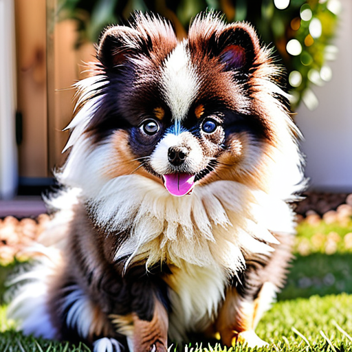 A Playful Pomeranian Puppy with Fluffy Fur Enjoying a Sunny Day.