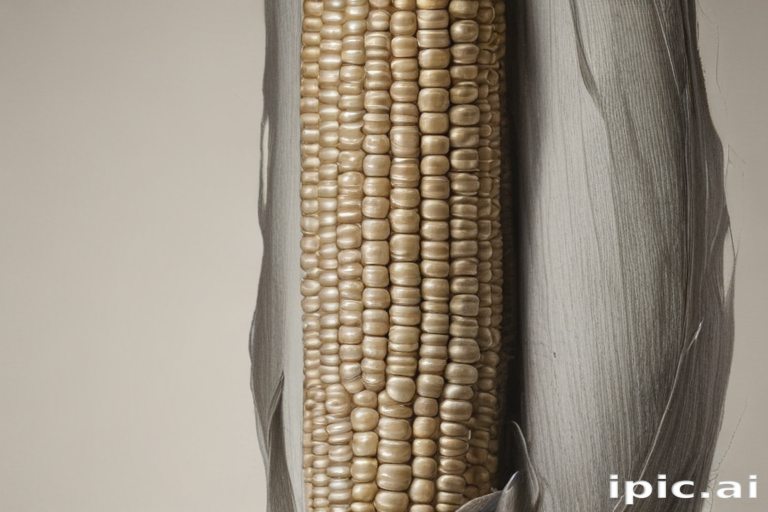 Close-Up of Beautifully Arranged Golden Corn Kernels with Elegant Feathers