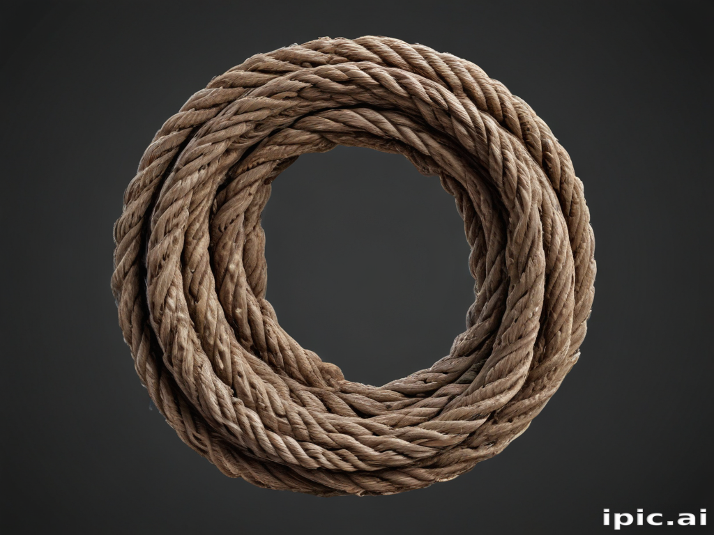 Intricately Twisted Natural Fiber Rope Formed into a Perfect Circular Shape