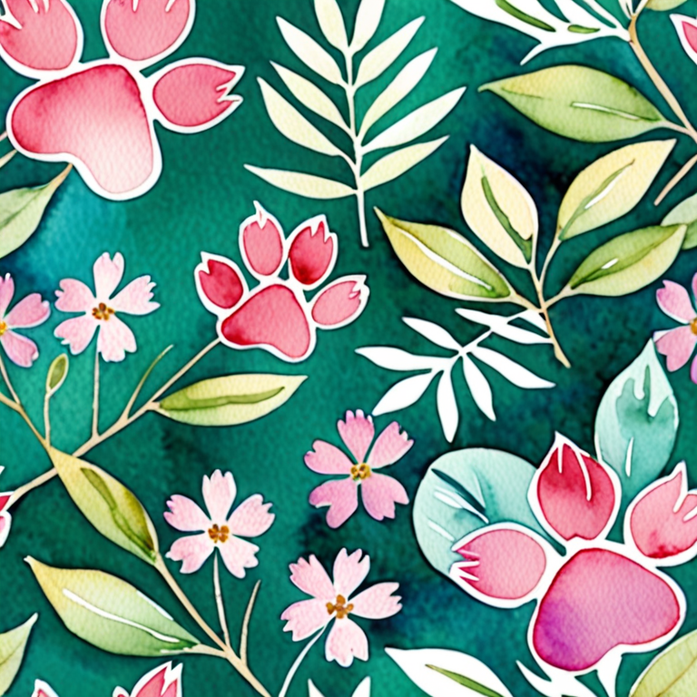 path from the dog cat paws, hygge style, watercolor, colored background ...