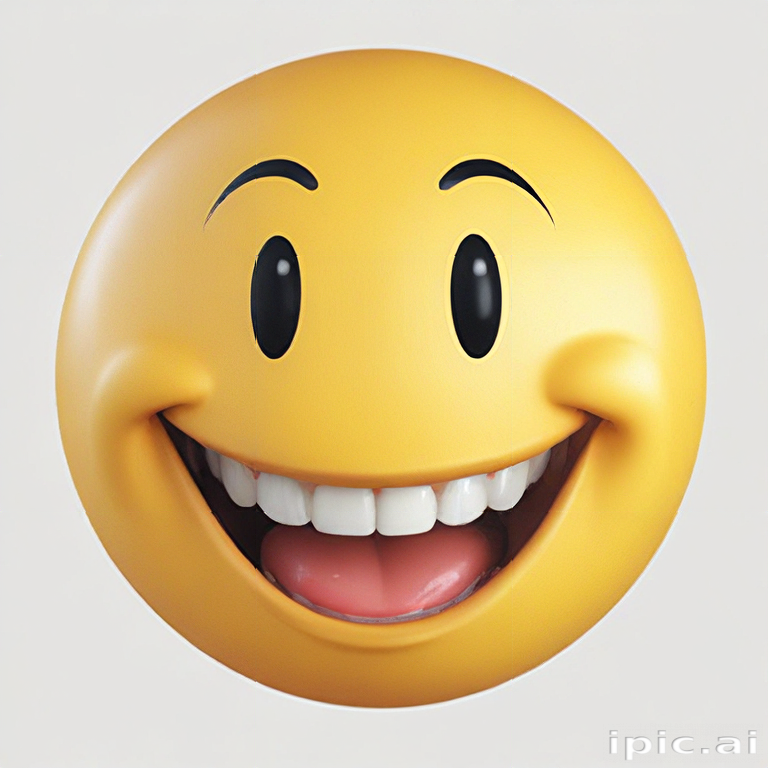 Bright and Cheerful Smiley Face Emoticon with Joyful Expression and Teeth