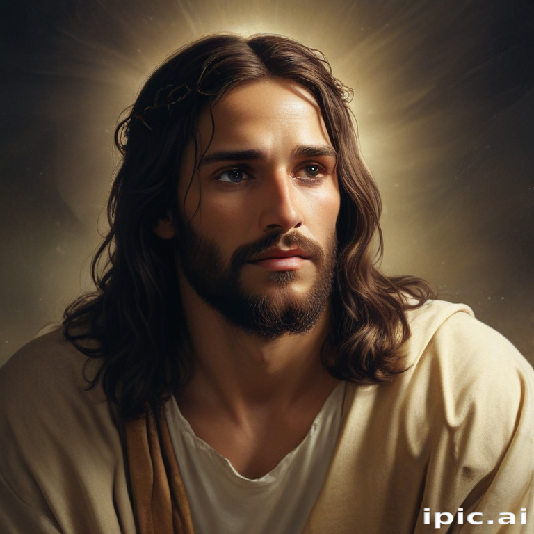 A Serene Portrait of a Compassionate Figure Surrounded by Divine Light.