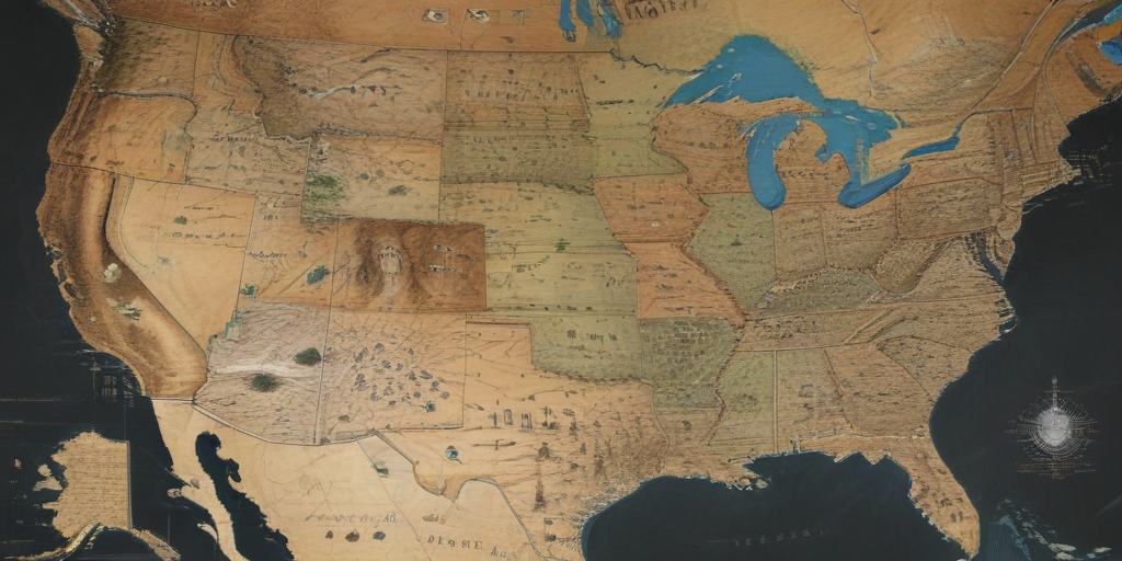 Detailed Historical Map Illustrating the Geography of the United States