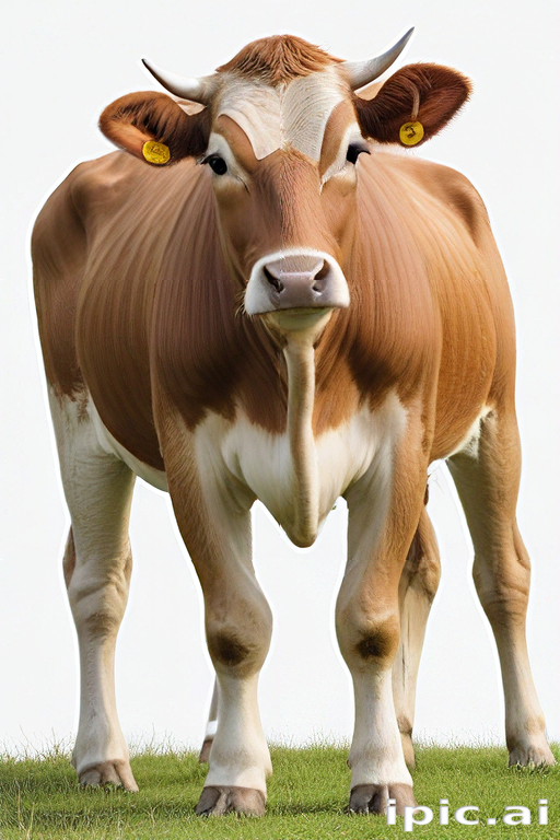 A Beautiful Brown Cow Standing Gracefully in a Green Pasture Field.