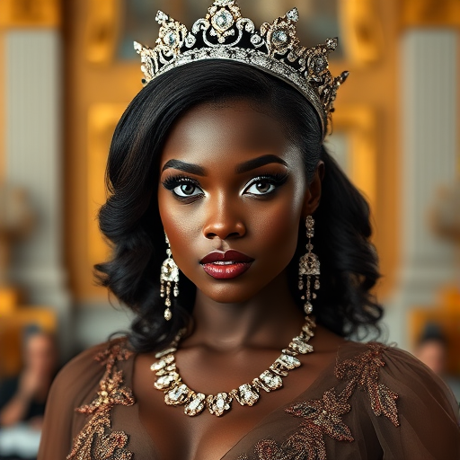 Elegant Beauty: A Stunning Portrait of a Regal Woman in Crown