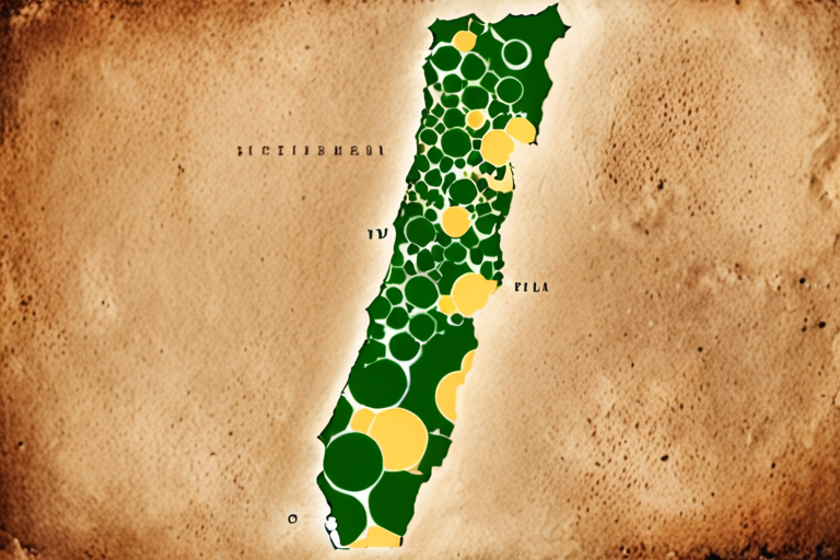 The map of the State of Israel, made entirely out of variously sized ...