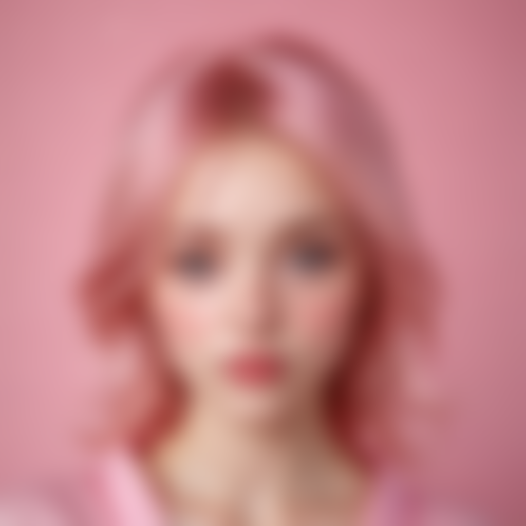 Soft Focus Portrait of a Young Woman with Pink Hair Against Pink Background