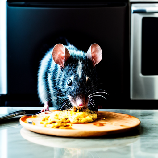 feral, disgusting, terrifying rat cooking delicious meal in kitchen