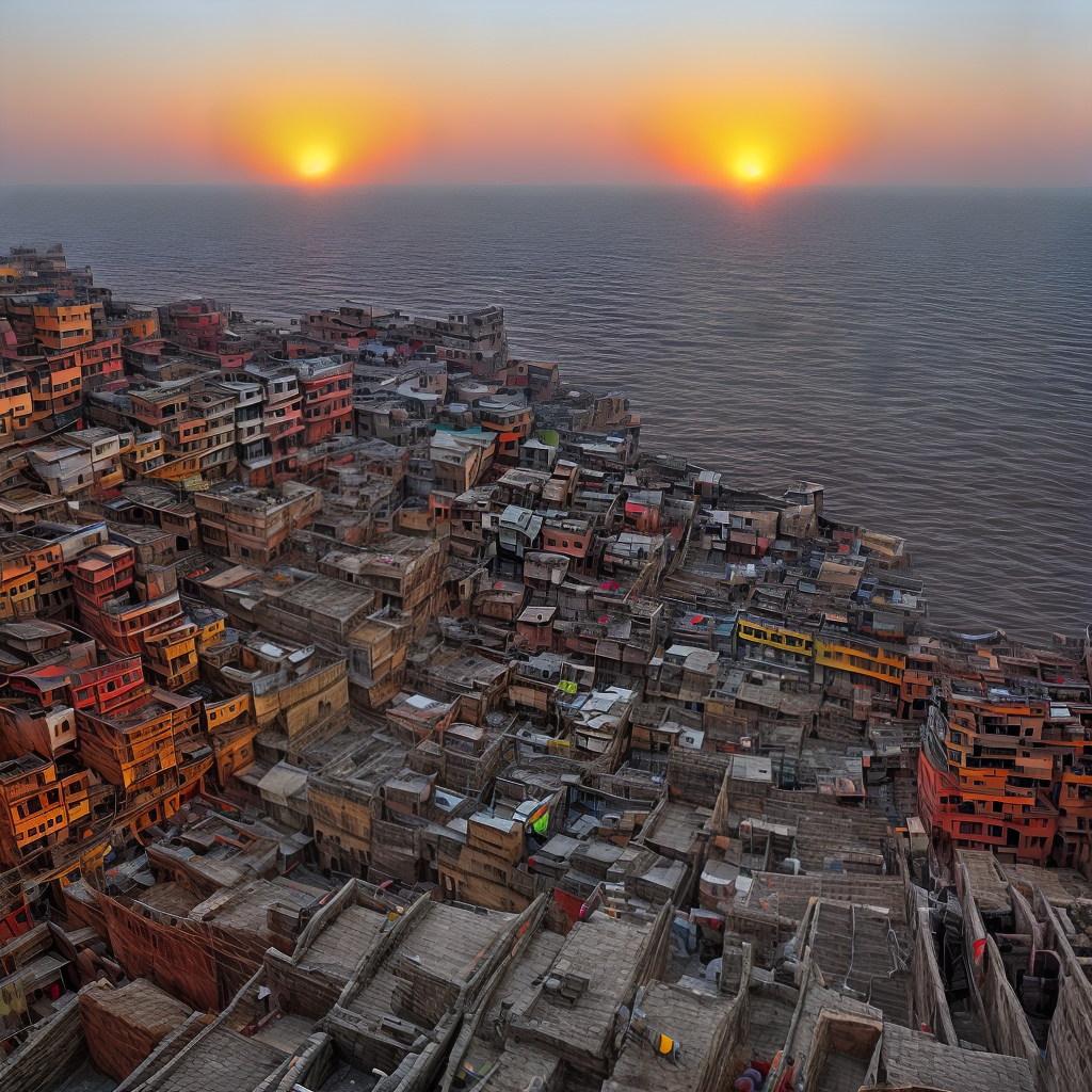 A animated scene of sunset on the ghat of Varanasi
