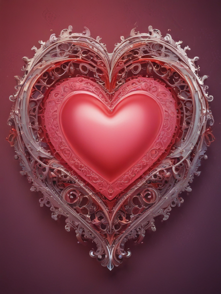 Intricate Decorative Heart Design with Elegant Swirls and Vibrant Colors