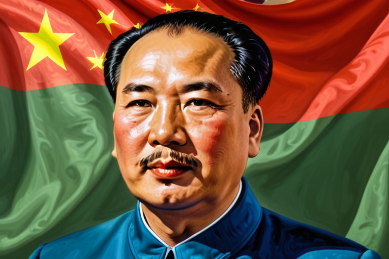 Portrait of a Historical Leader Against a Background of National Pride