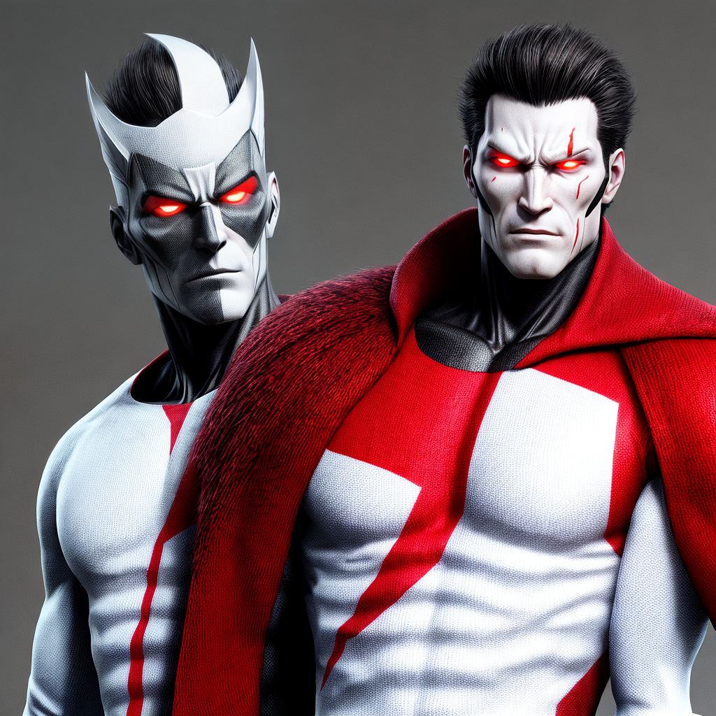 Make a villain with a white outfit with black spots. he is a strong ...
