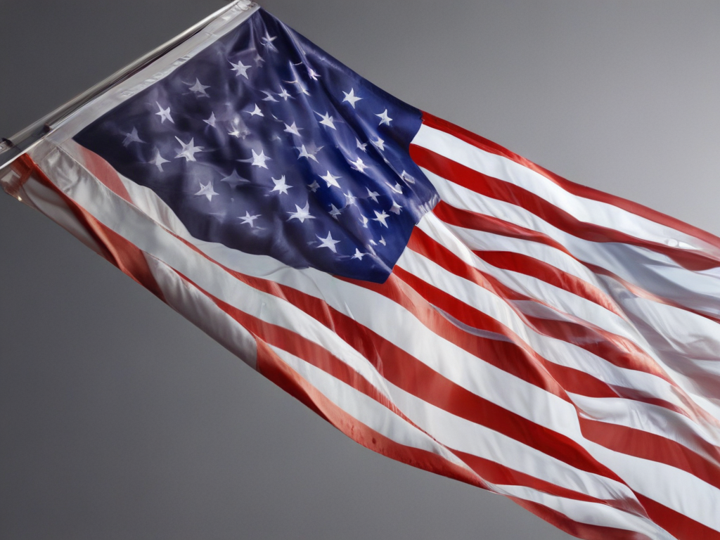 Majestic American Flag Waves Gracefully Against a Neutral Background