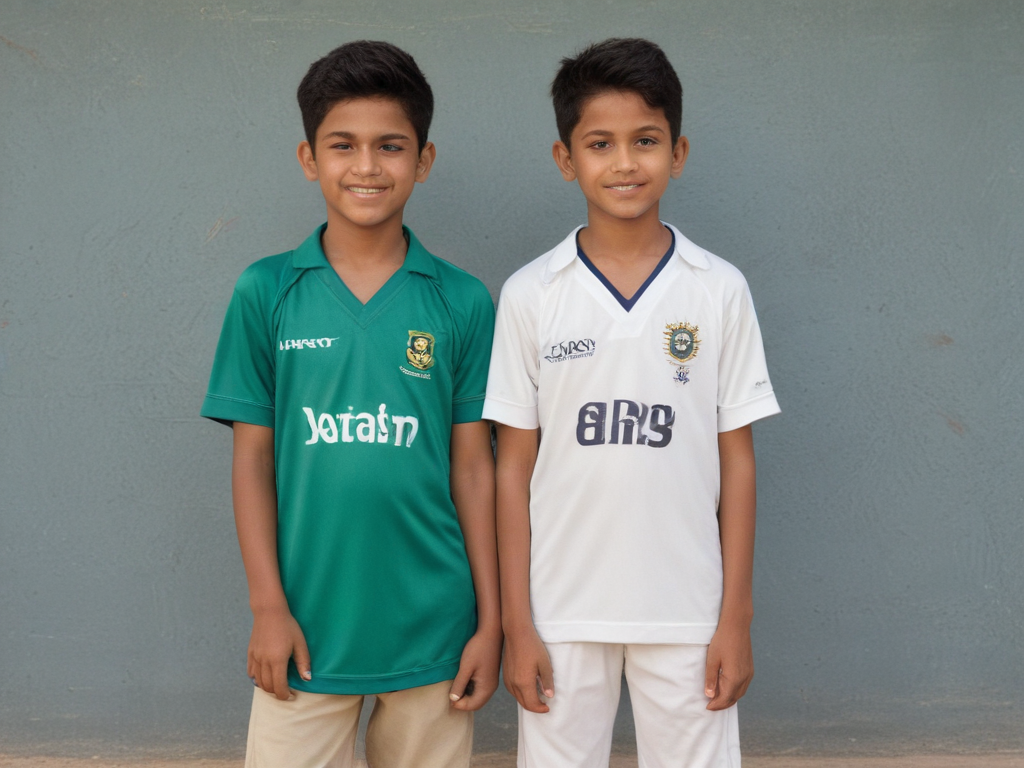 boy wearing cricket jersey number 17 name abhay