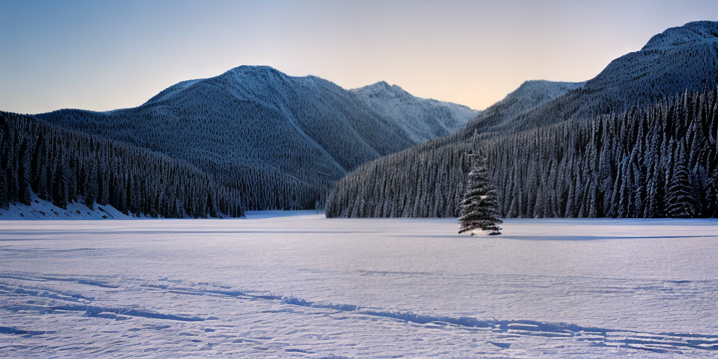 manger standing alone in the snow in the right side of the image, in ...