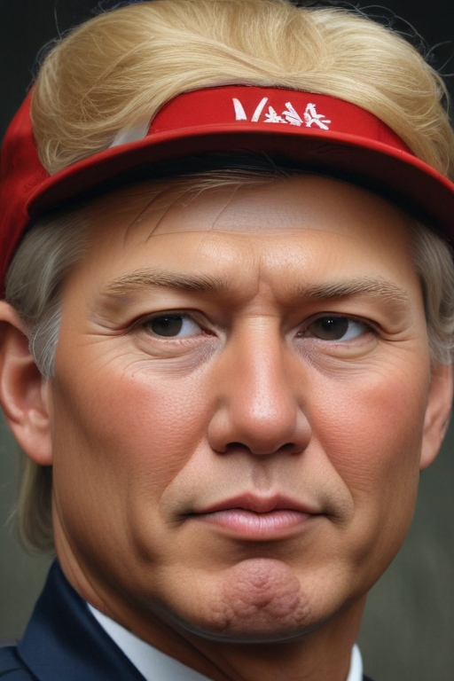 Photorealistic portrait of Shohei Ohtani's face on Donald Trump
