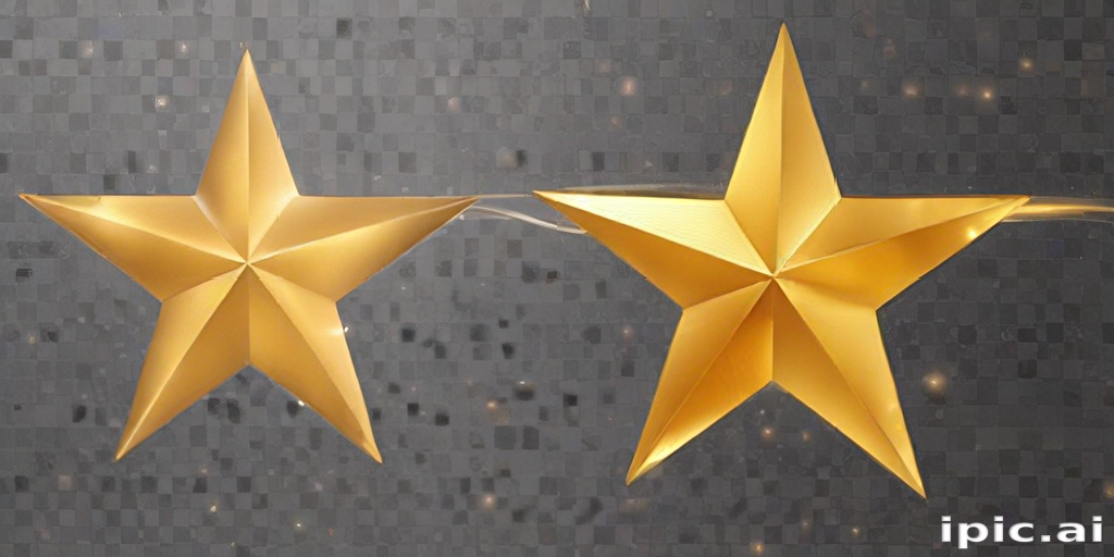 Two Gleaming Golden Stars Hanging Against a Shimmering Background