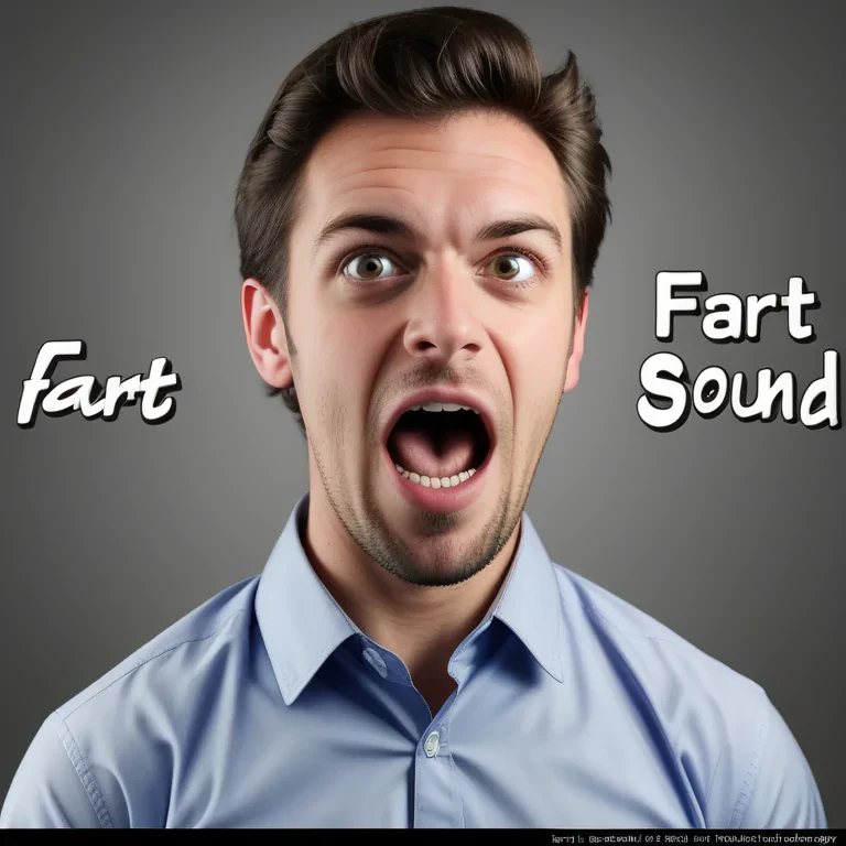 Man Expressing Surprise and Humor with Fart Sound Effects in Image
