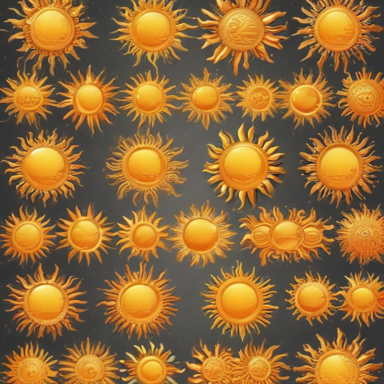 Vibrant Collection of Artistic Sun Designs in Varying Styles and Sizes