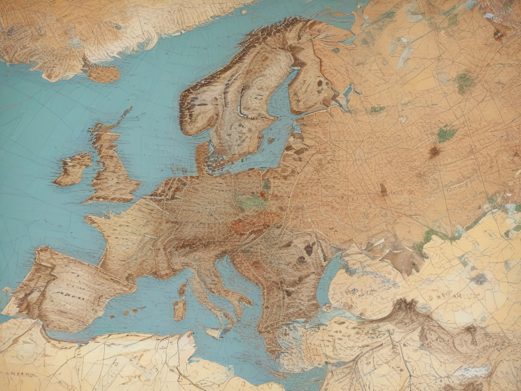 Detailed Historical Map of Europe Highlighting Geographic Features and ...