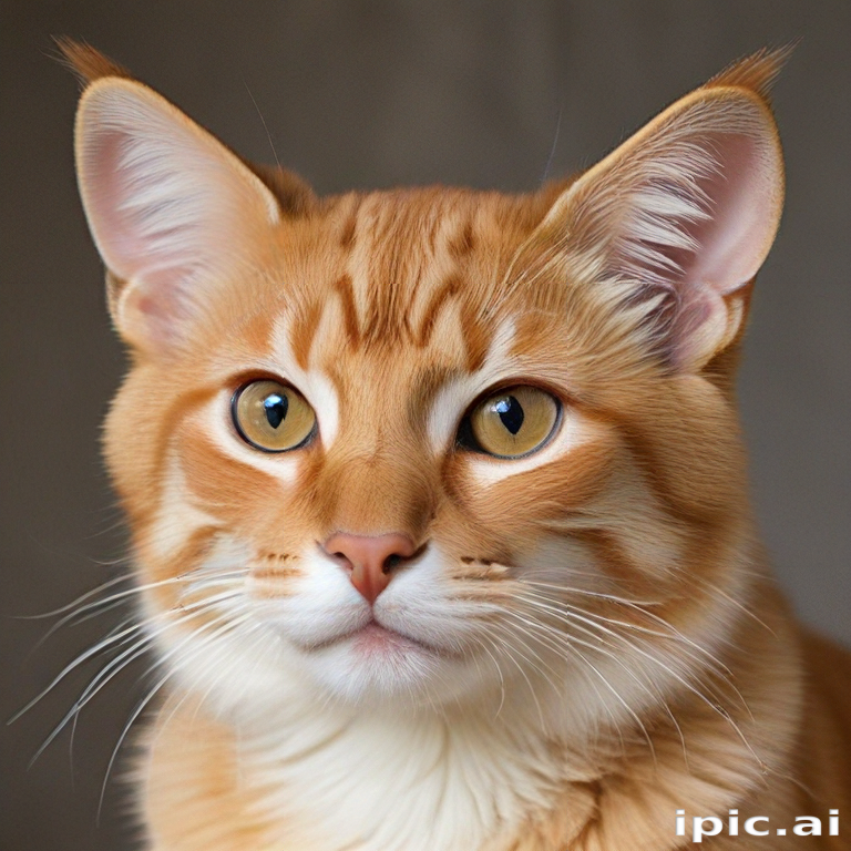 Charming Orange Cat with Striking Eyes and Luxurious Fur Looking Curious