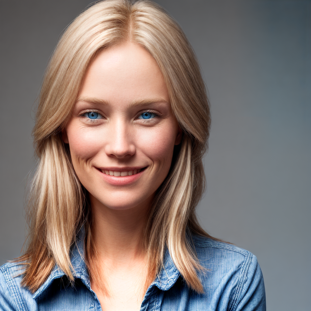 shy smiling Scandinavian female with blonde hair blue eyes full face ...