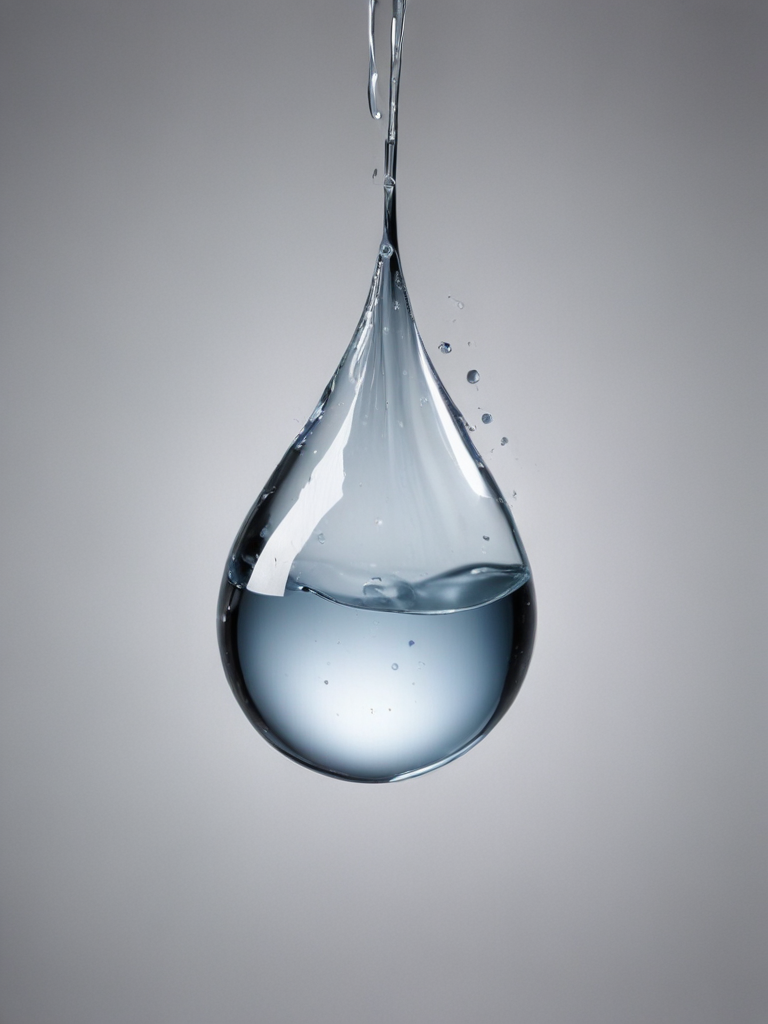 Captivating Close-Up of a Crystal Clear Water Droplet in Motion