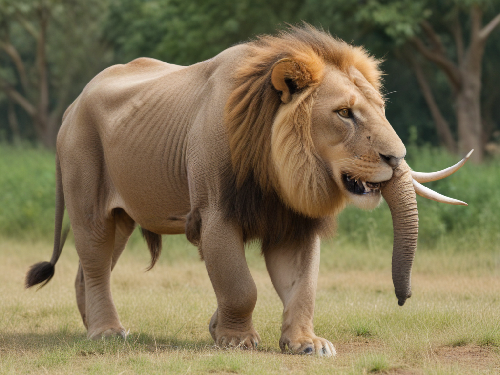 fusion of a lion and an elephant